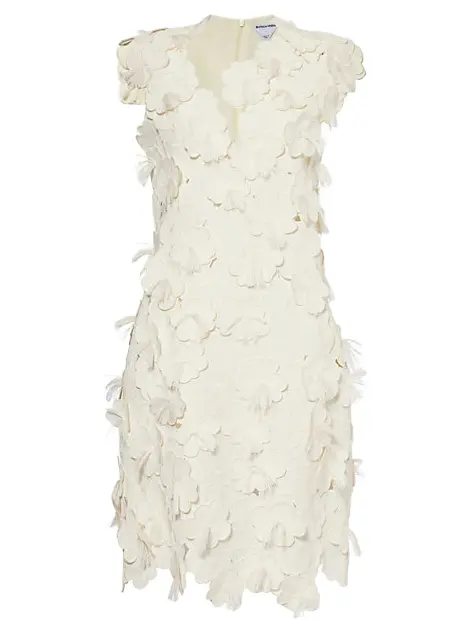 Bottega Veneta Flower-embroidered Sleeveless Silk-blend Mini Dress - Chalk