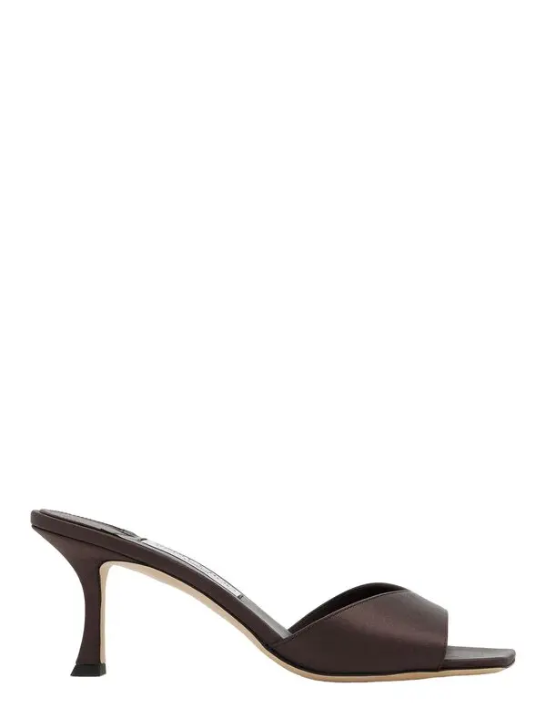 JIMMY CHOO Skye Satin Mules - Brown