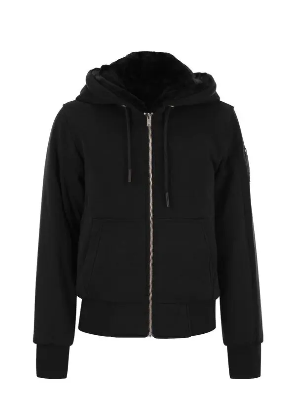 Moose Knuckles Classic Bunny Sweatshirt With Faux Fur - Black