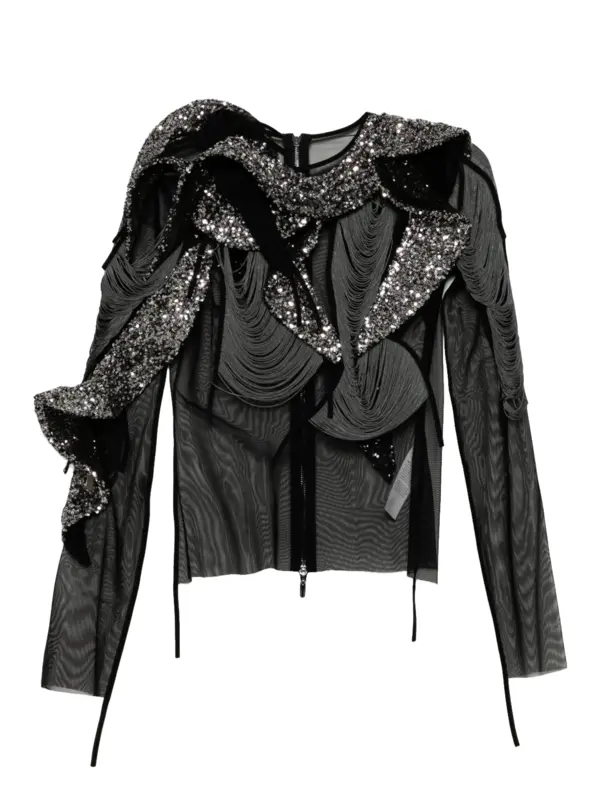 Maticevski Embellished Long Sleeve Top - Black