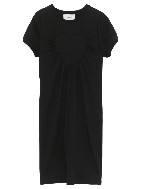 Coperni Gathered Heart-motif Mini Dress - Black