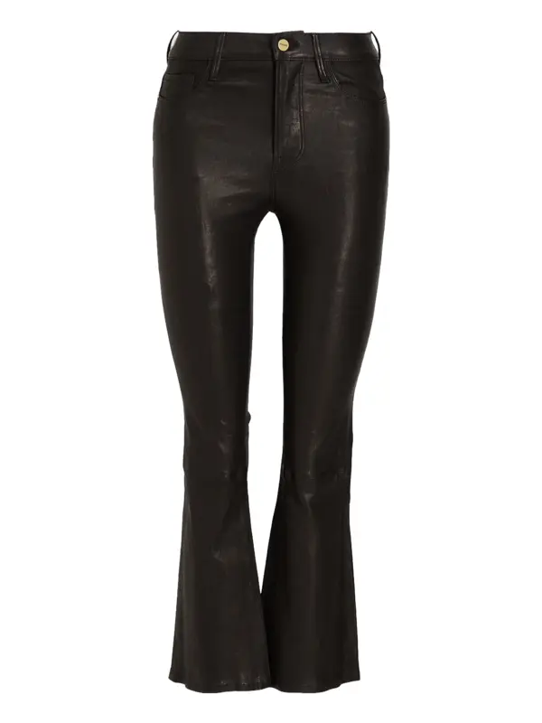 FRAME Le Crop Mini Boot Leather Pants - Black
