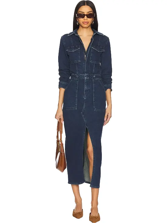 Good American Fit For Success Long Sleeve Midi Dress - Indigo724