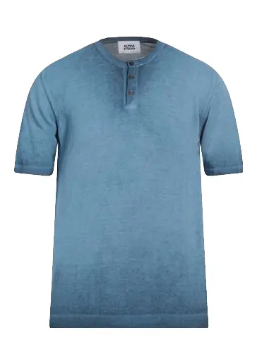 Alpha Studio Knitted Tie-dyed Crewneck Top - Blue