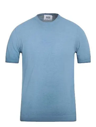 Alpha Studio Cotton Tie-dyed Lightweight Knit Sweater - Blue