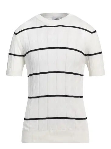 Alpha Studio Cotton Striped Sweater - White