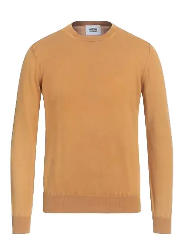 Alpha Studio Crewneck Cotton Sweater - Yellow