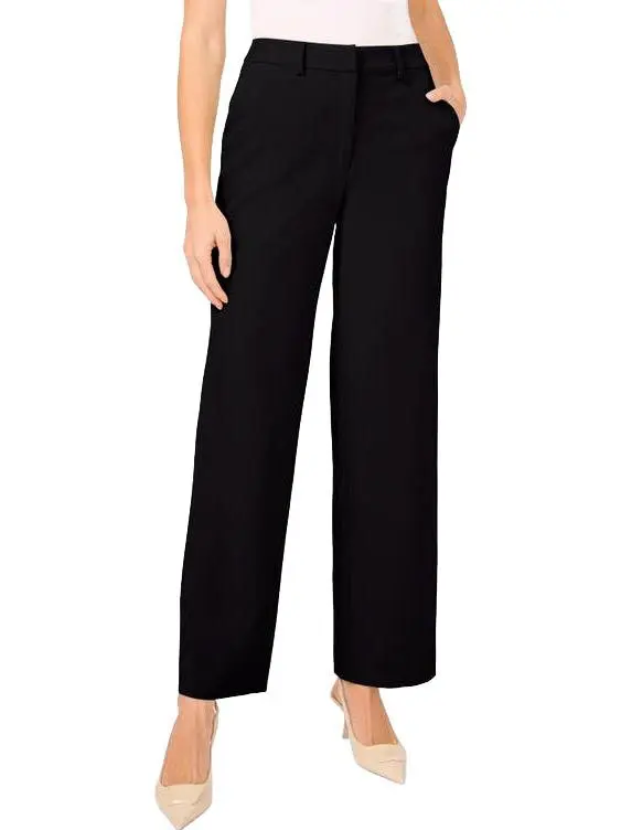 Halogen High Waist Straight Leg Trousers - Rich Black
