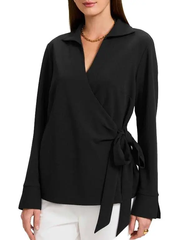 Foxcroft Rosie Side Tie Shirt - Black