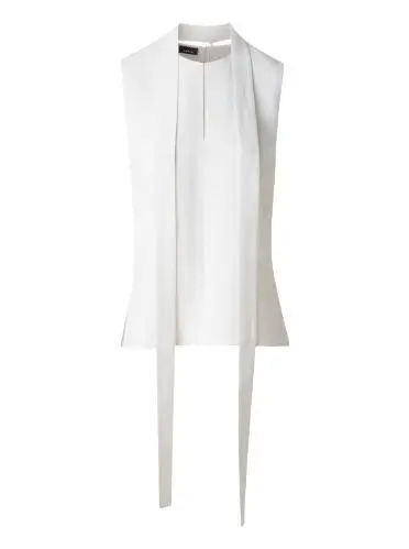 Akris Neck-tie Stonewash Linen-blend Sleeveless Blouse - Ecru