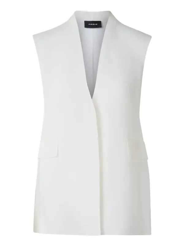 Akris Artina Long Panama Silk Organza Vest - Ecru