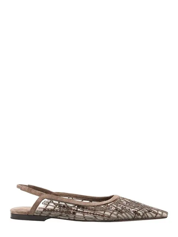 Brunello Cucinelli Woven Slingback Flats - Brown