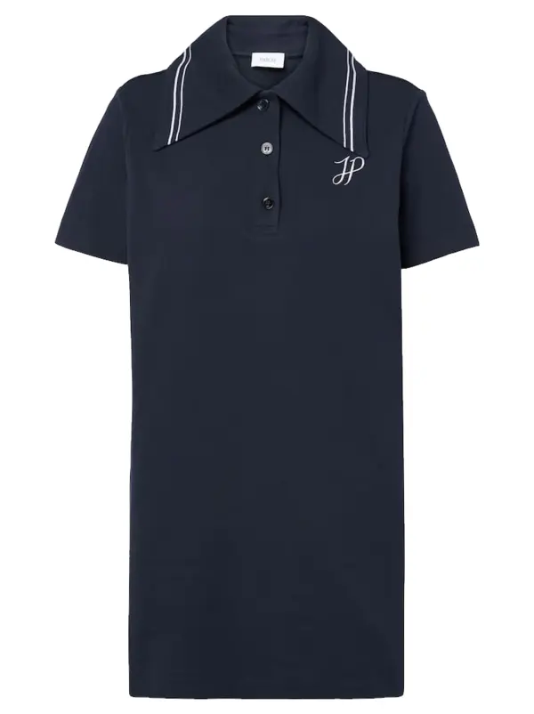 Patou Logo Piqué Polo Shirt Dress - Blue