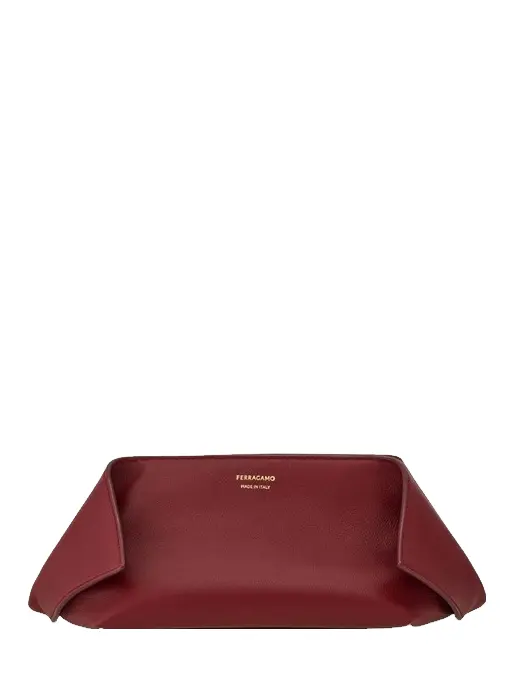 FERRAGAMO Folded Calfskin Pouch - Natural