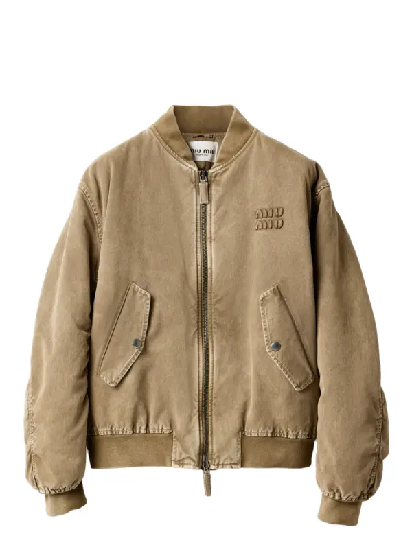 Miu Miu Garment-dyed Gabardine Bomber Jacket - Tundra