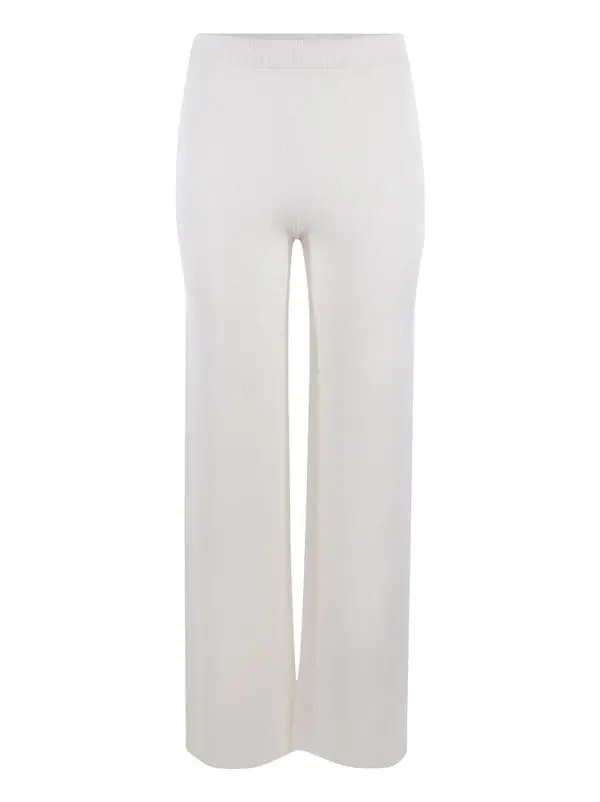 SOLOTRE Wool Straight Leg Trousers - White
