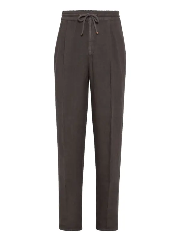 Brunello Cucinelli Garment-dyed Linen Track Pants - Brown