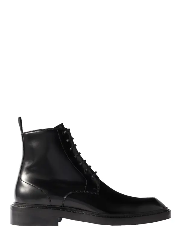Saint Laurent Ian Glossed-leather Boots - Black