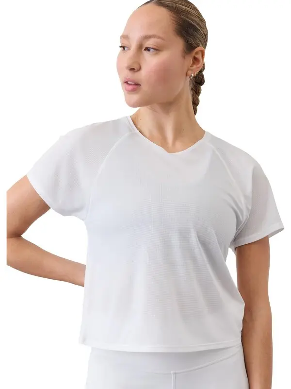 Athleta Grid Knit Relaxed Tee - Bright White