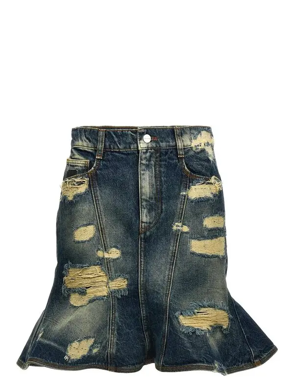Marc Jacobs The Rip And Repair Straight Jean' Skirt - Blue