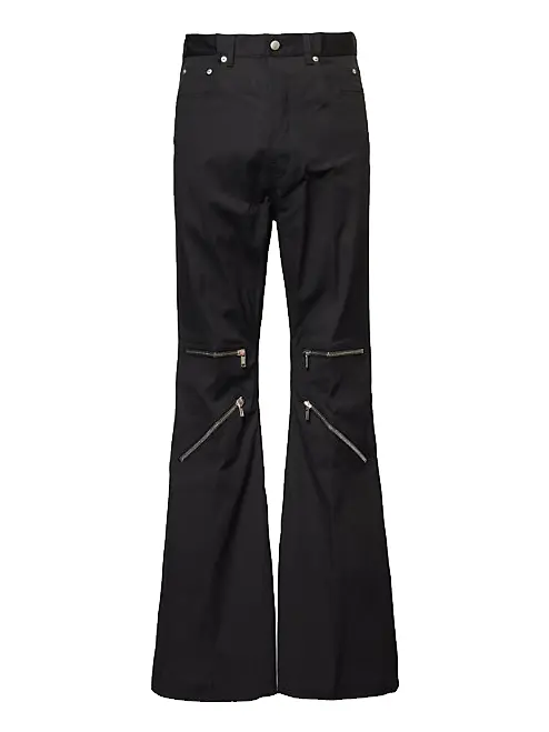 Rick Owens Flared-leg Stretch-cotton Trousers - Black