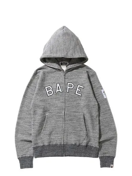 BAPE Melange Full Zip Hoodie - Grey