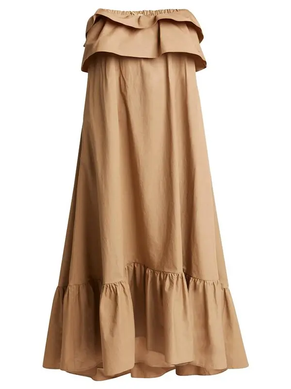 Saint Laurent Long Ruffled Dress - Cannelle