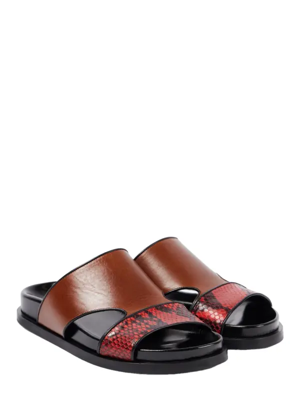 Dries Van Noten Leather Slides - Beige