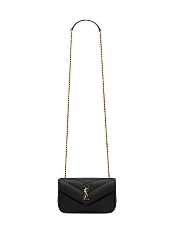 Saint Laurent Mini Leather Loulou Shoulder Bag - Black