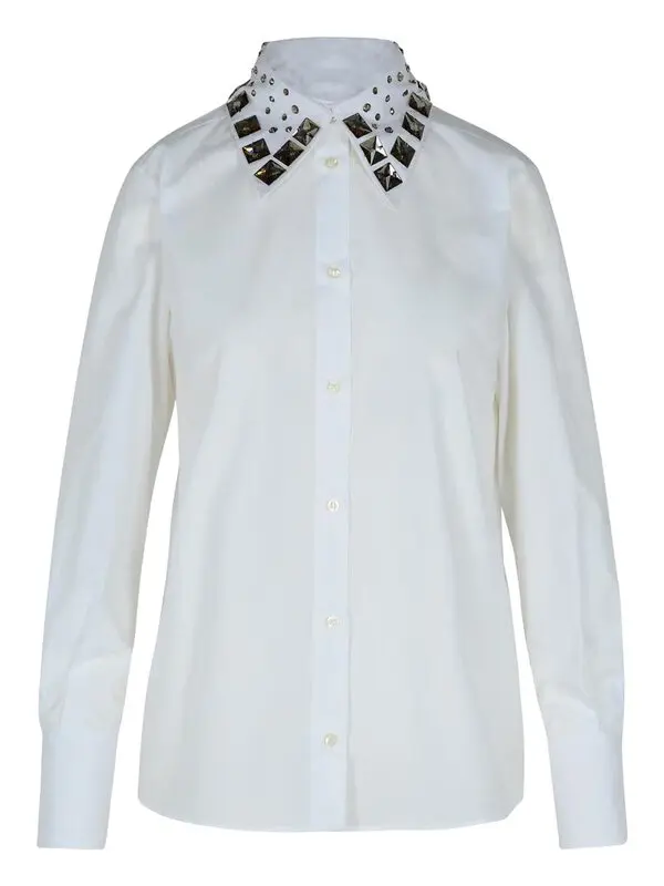 MSGM Cotton Shirt With Removable Collar - White