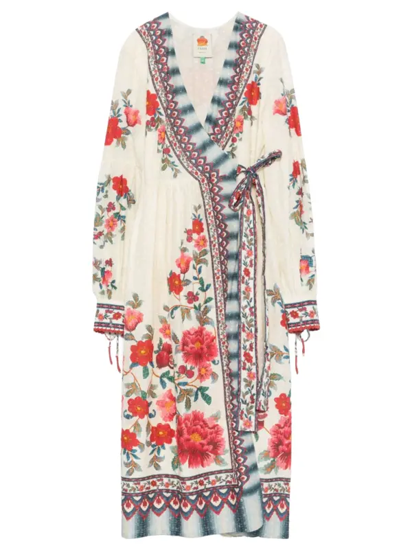 Farm Rio Mosaic Garden Midi Dress - Neutrals