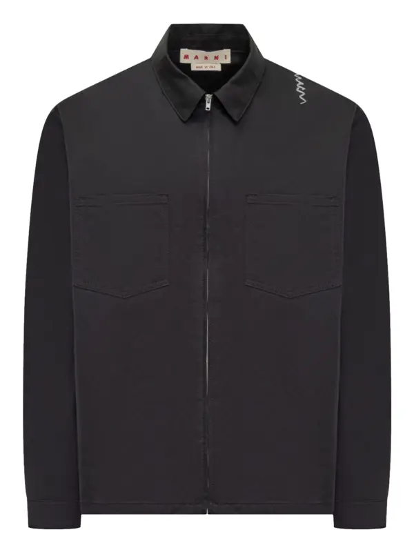 Marni Embroidered-logo Shirt - Black