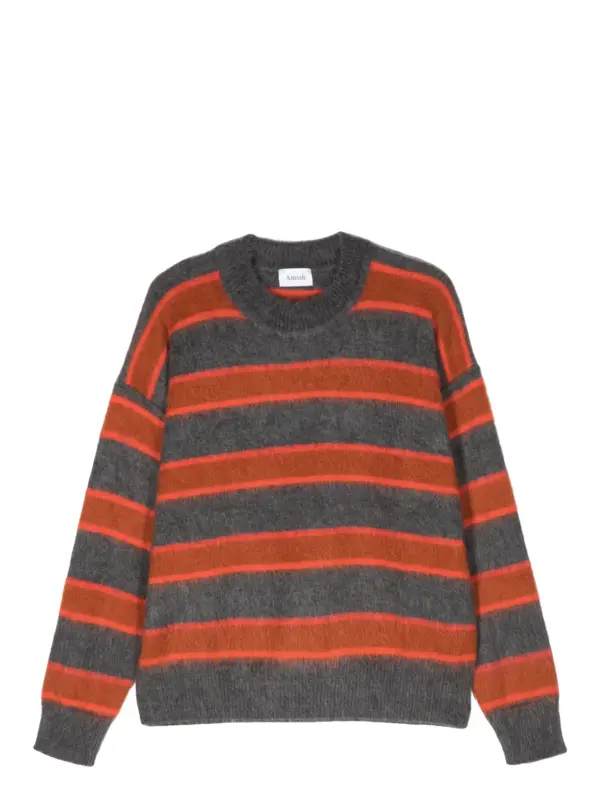 AMISH Striped Crewneck Jumper - Orange
