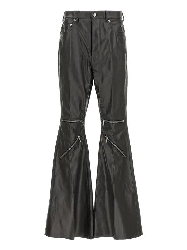 Rick Owens Bolan Cargo Calf Leather Pants - Black