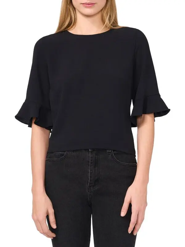CECE DUPRAZ Ruffle Cuff Top - Rich Black