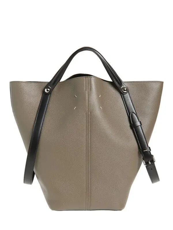 MAISON MARGIELA Medium Dress-age Leather Tote - Graphite/ Black/ Black
