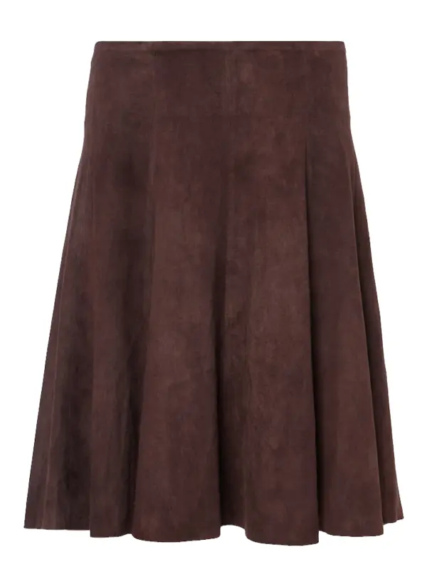 Stouls Rosalba Suede Midi Skirt - Brown
