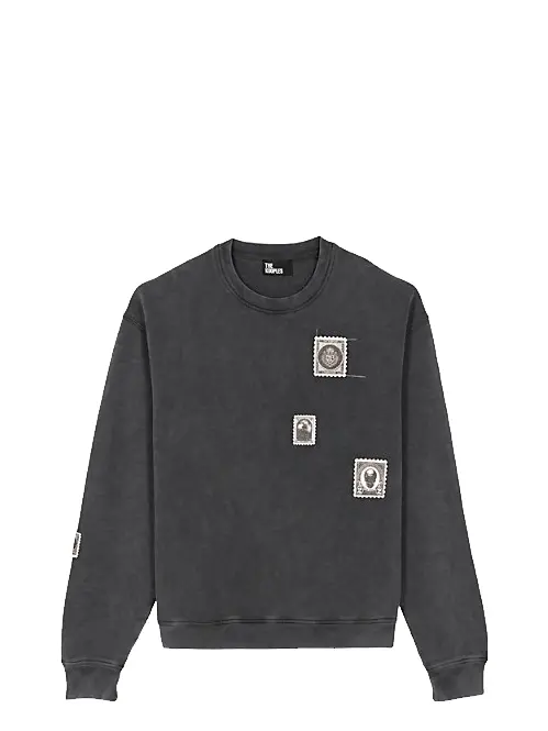 The Kooples Stamp-embroidered Cotton Sweatshirt - Black Washed