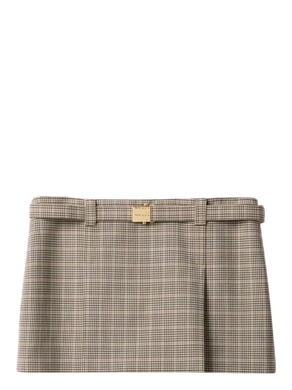 Miu Miu Checked Mini Skirt - Brown
