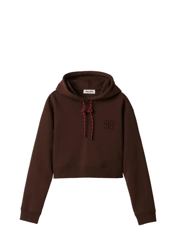 Miu Miu Cotton Fleece Hoodie - Brown