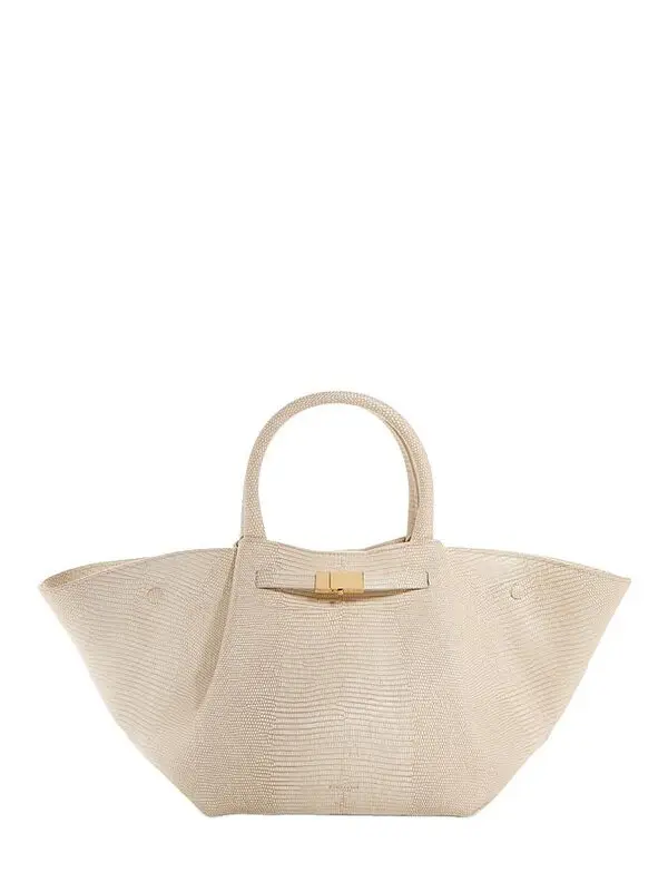 DEMELLIER The Midi New York Embossed Leather Tote - Ecru