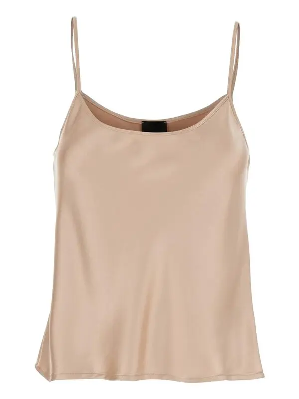 PLAIN Satin Spaghetti Strap Top - Beige