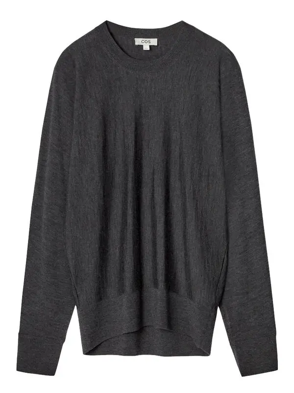 Cos Rounded Merino Wool Sweater - Gray