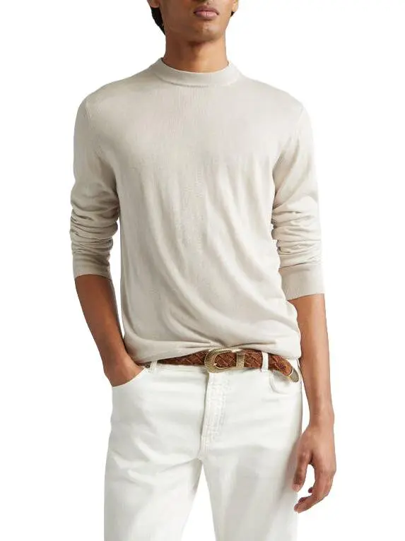 Eleventy Silk Crewneck Sweater - 02 Sand