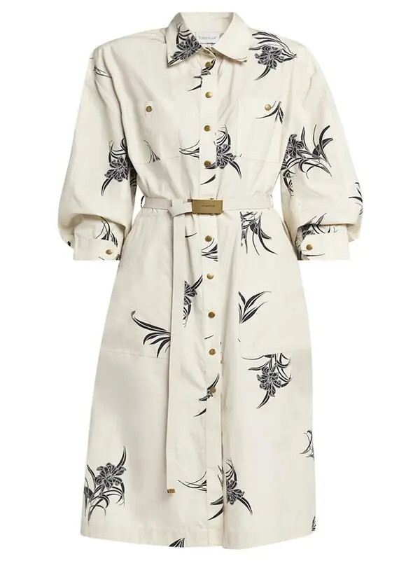 Moncler Printed Cotton Shirtdress - Animal Print