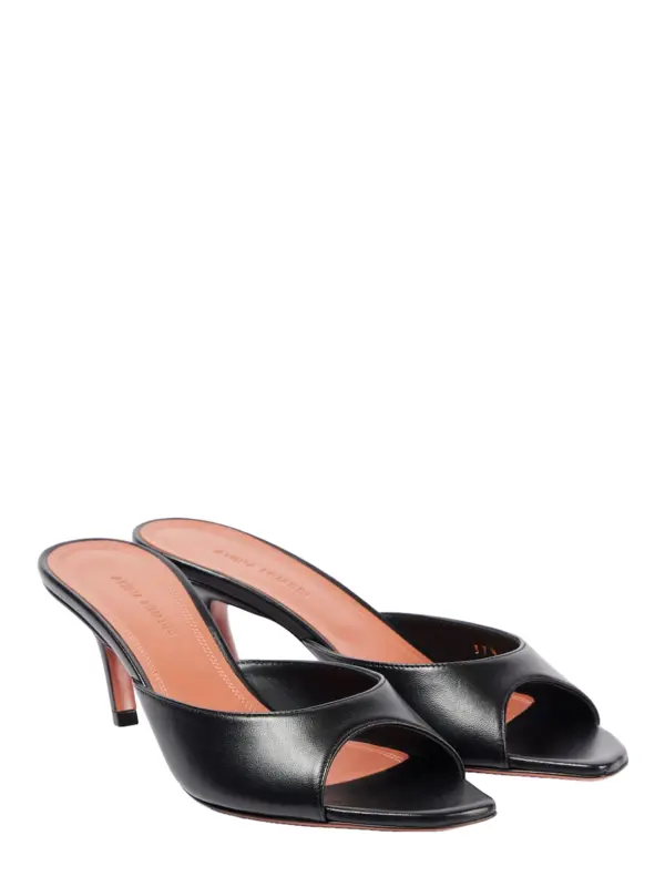 Amina Muaddi Alexa 60 Leather Mules - Black