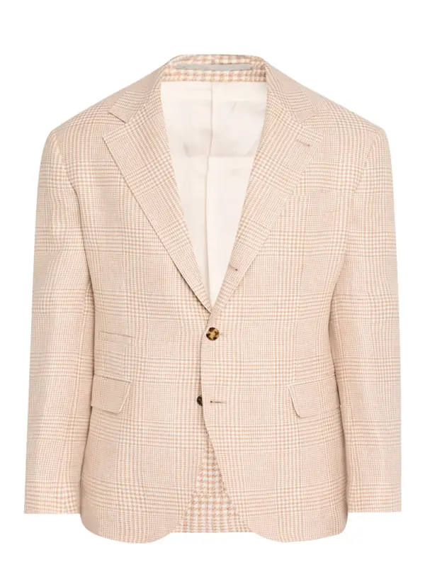 Brunello Cucinelli Macro Prince Of Wales Sport Coat - Papaya