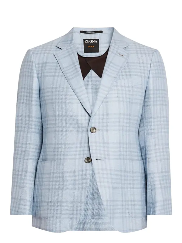 Zegna Large Check Sport Coat - Br Blu Ck