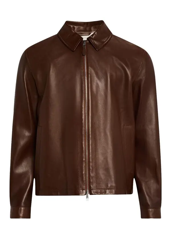 Dunhill Harrington Full-zip Leather Jacket - Whiskey