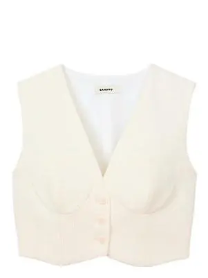 Sandro Sequin-embellished Cropped Woven Top - Naturels